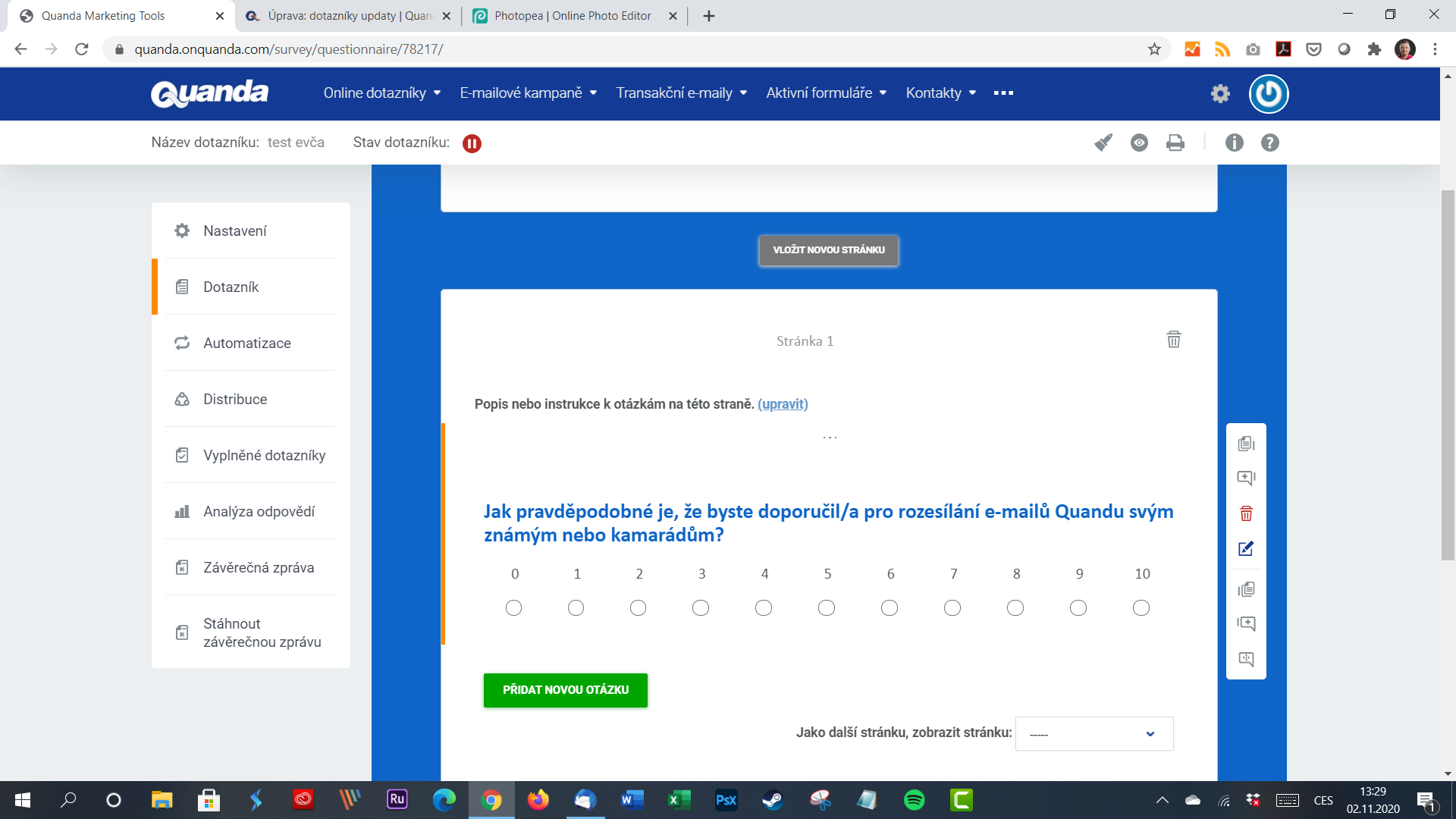 Nové funkce a vylepšení v Dotaznících | Quanda